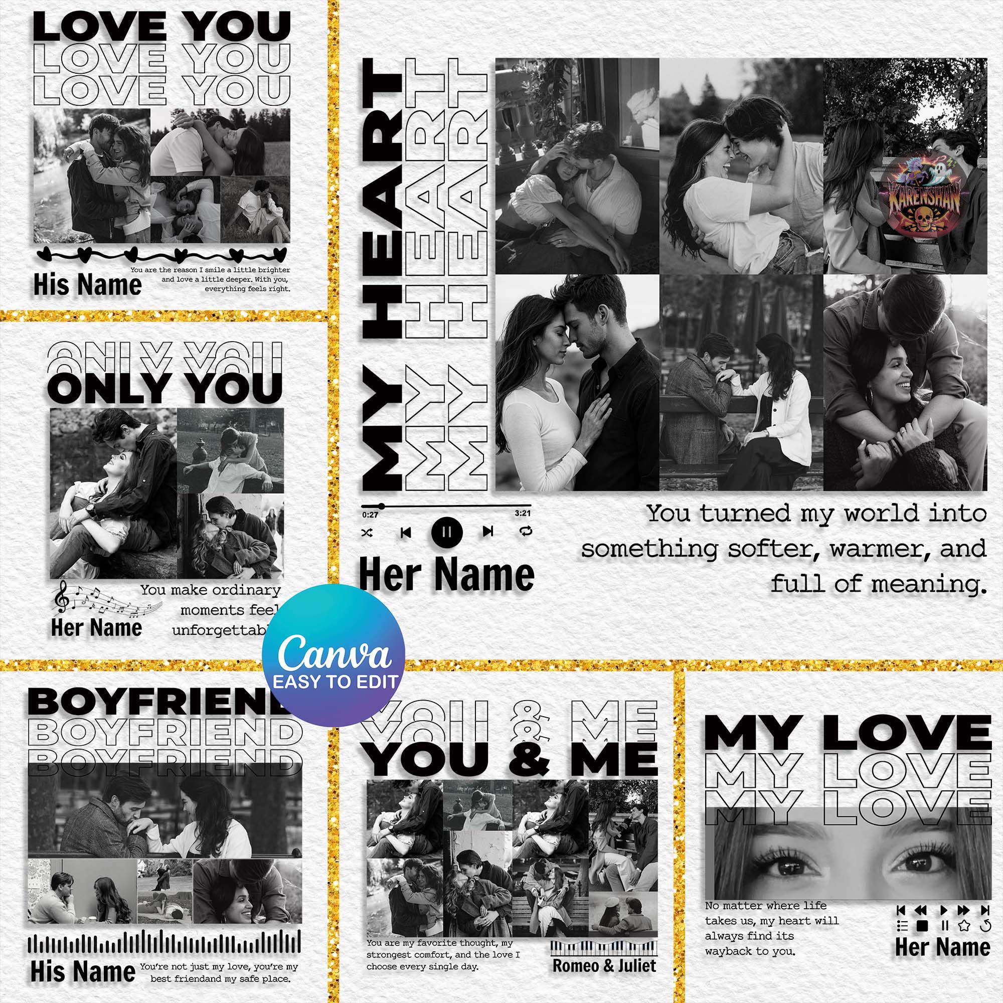 Girlfriend Photo Canva Template, 6 PNG Boy Friend , Forever Us Editable ...