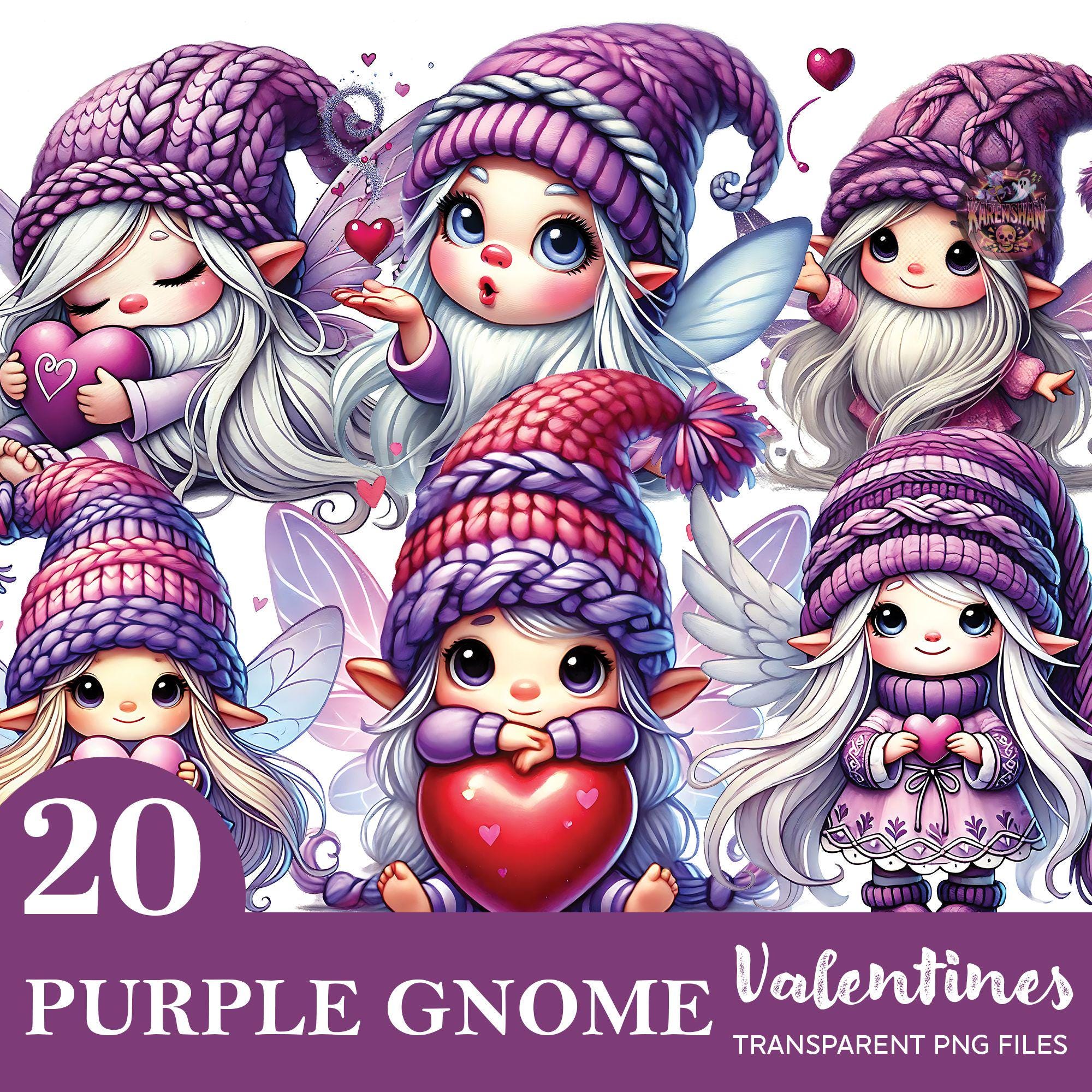 Watercolor Gnome Clipart Bundle, 20 PNG Valentine Day, Gnome Lovers ...