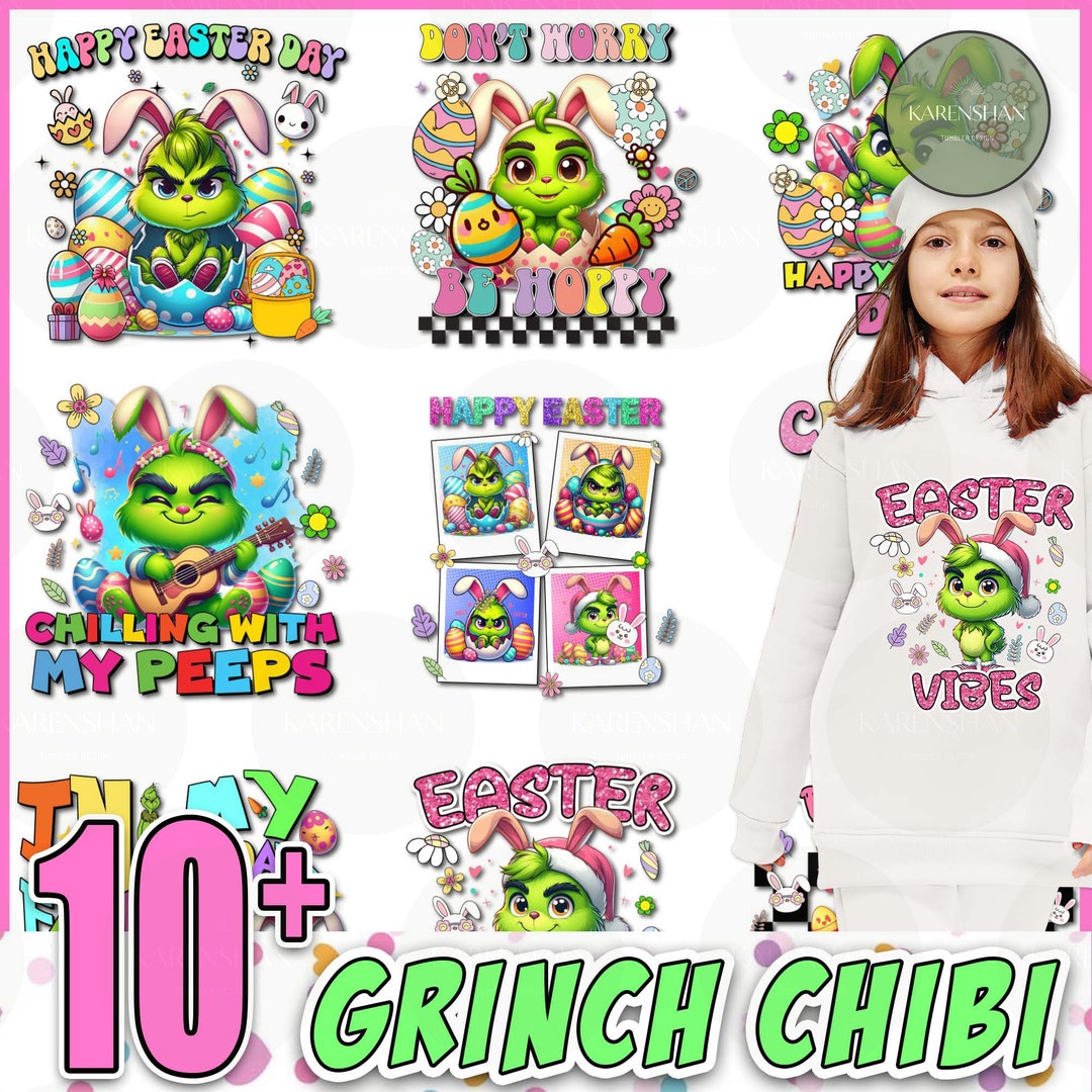 10 Grinch Easte PNG Bundle, Cartoon Easter Png, Happy Easter Day Png ...