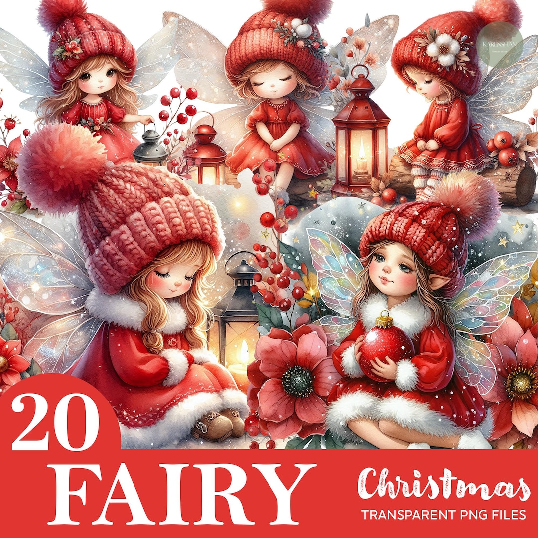 20 Watercolor Christmas Fairy Clipart Bundle, Fairy Decoration ...