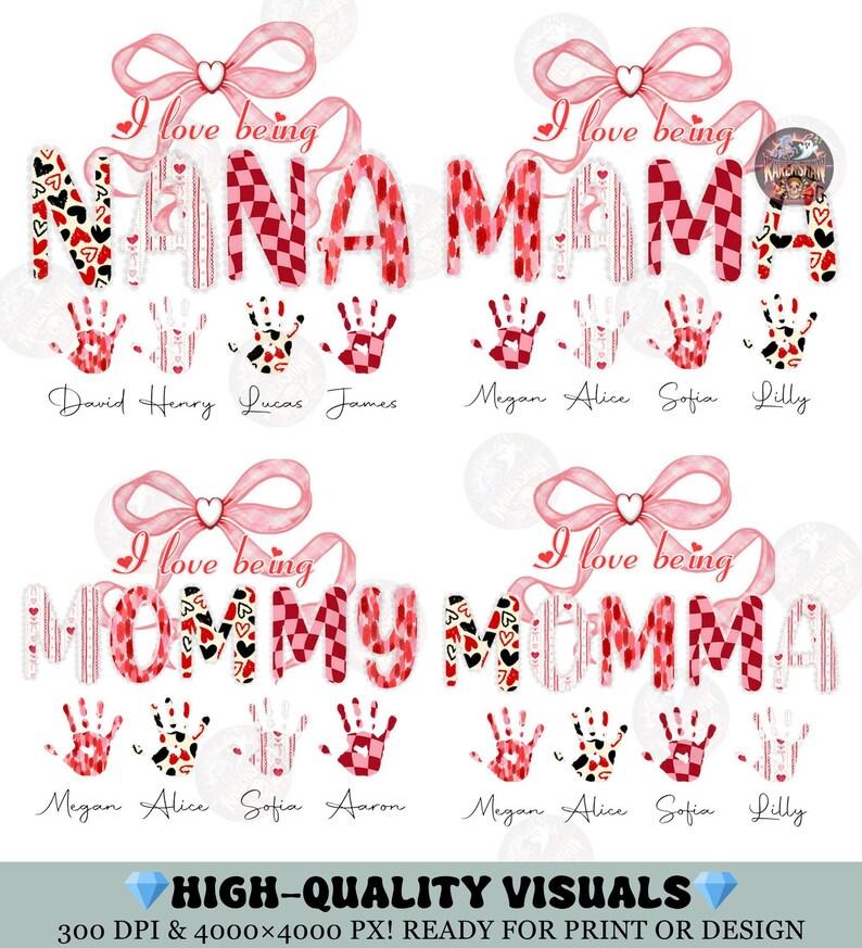 Custom Family Canva Template, 6 PNG Custom Name, Valentine's Day ...