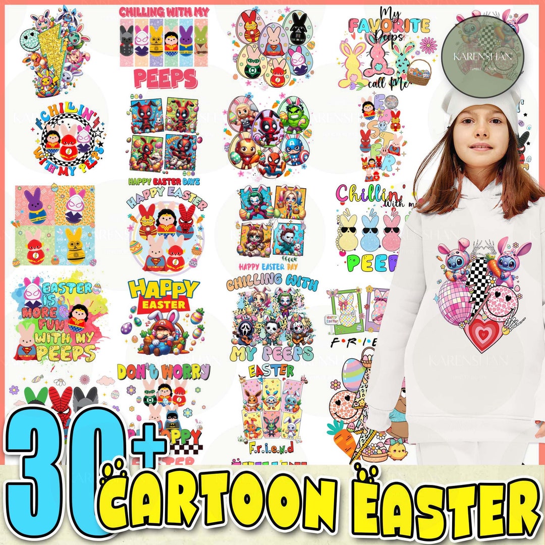 30 Easter Chibi Cartoon PNG Bundle, Easter Peeps PNG Bundle, Happy ...