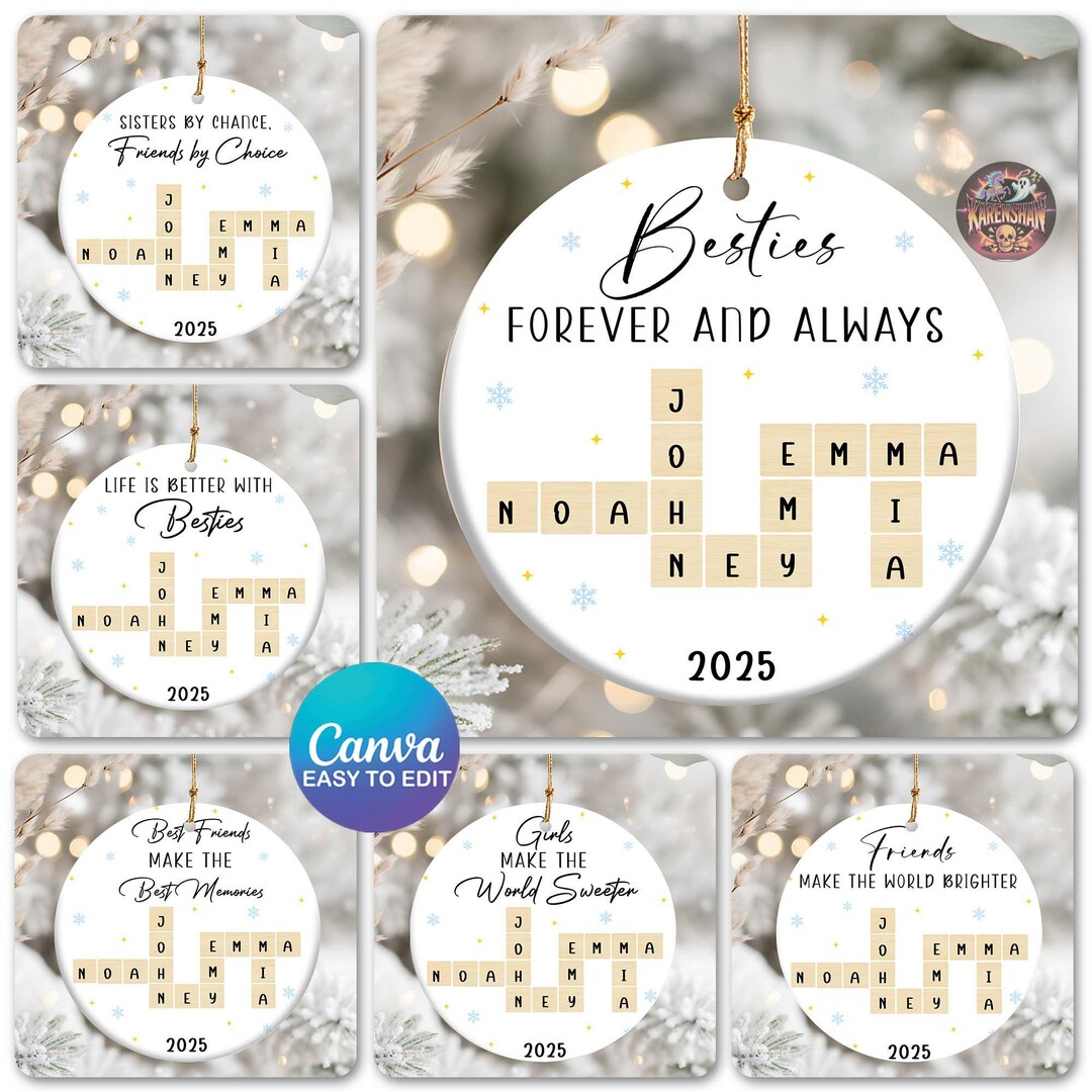 Custom Crossword Canva Template, 6 Ornament Designs Best Friend, Custom ...