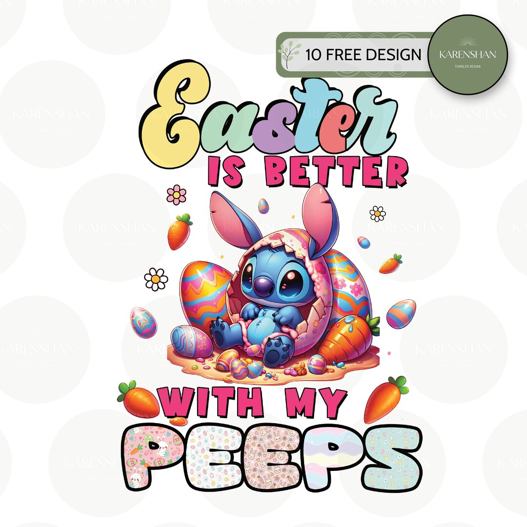 Pink Stitch PNG, Cartoon Easter Png, Funny Easter Png, Happy Easter Day ...