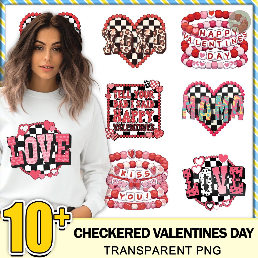 10 Checkered Valentines Day PNG Bundle, Valentine Png, Valentine Png ...