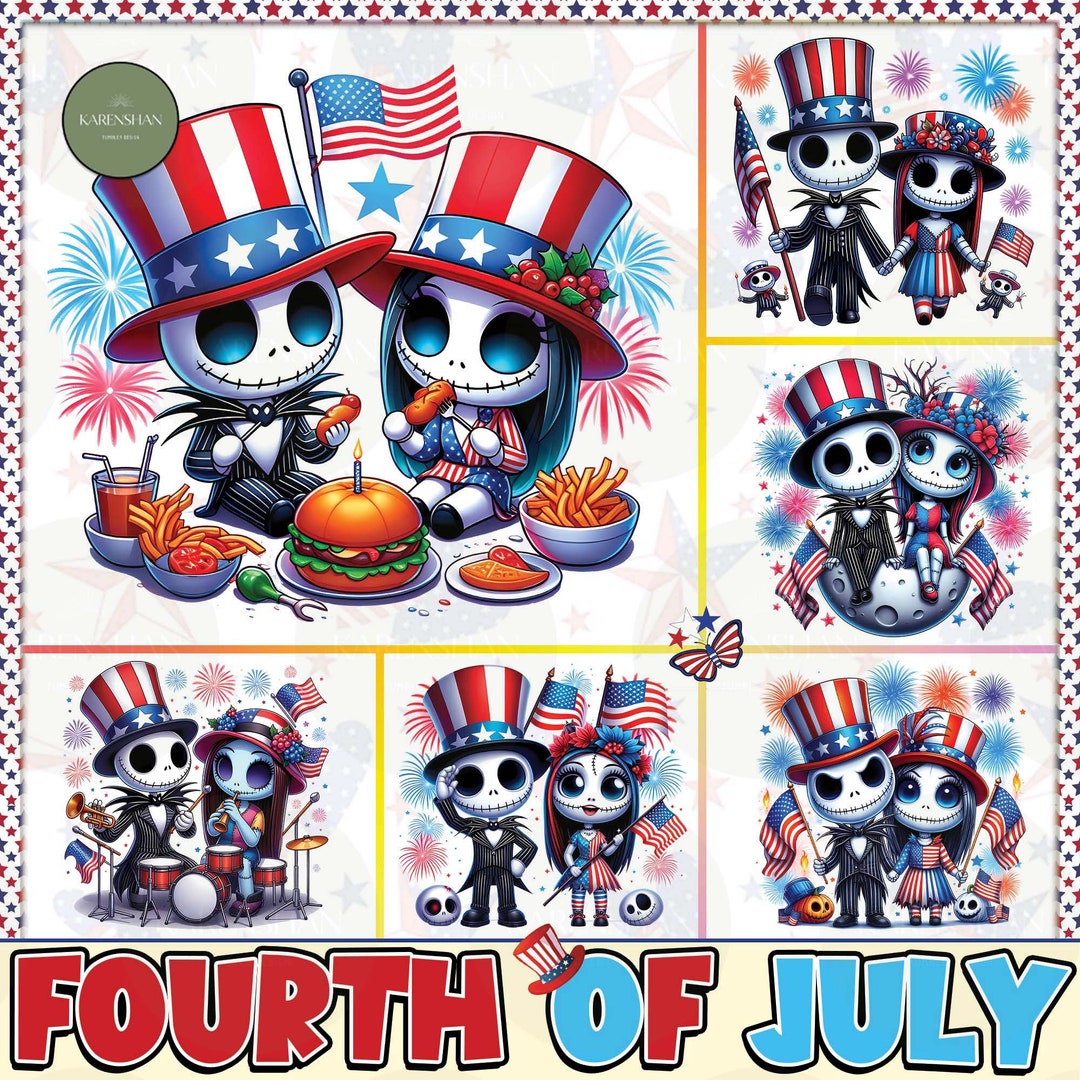 6 the Nightmare Fourth of July PNG Bundle, Jack Skellington ...