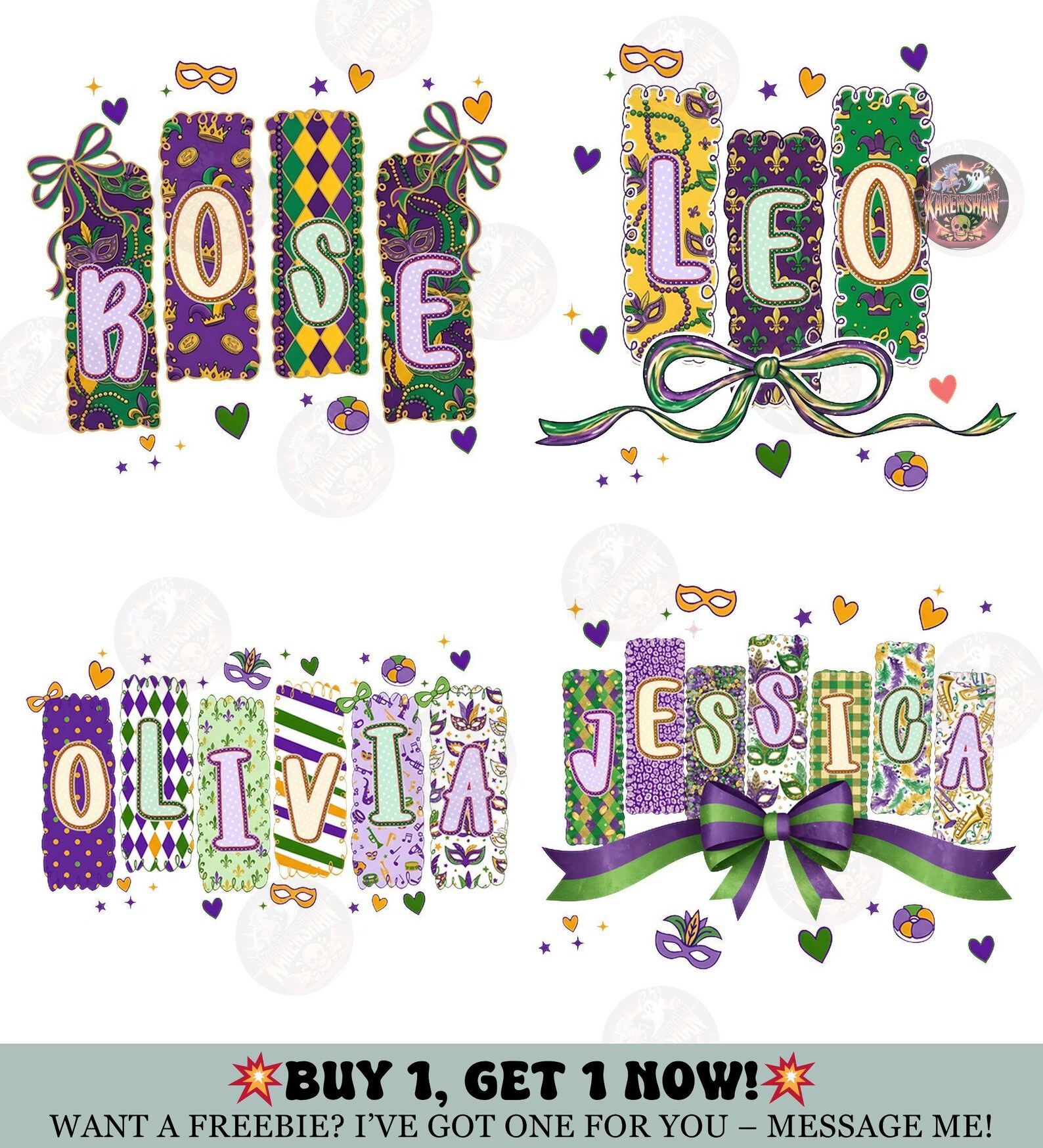 Kids Name Festival Canva Template, 6 PNG Mardi Gras 2026, Fat Tuesday ...