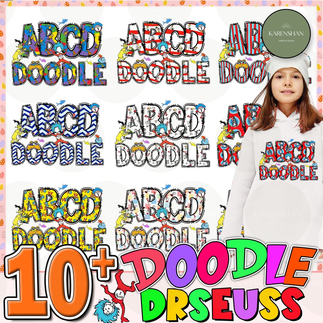 10 Dr. Seuss Alphabet Png, Dr. Seuss Bundle, Dr. Seuss Font PNG, Doodle ...