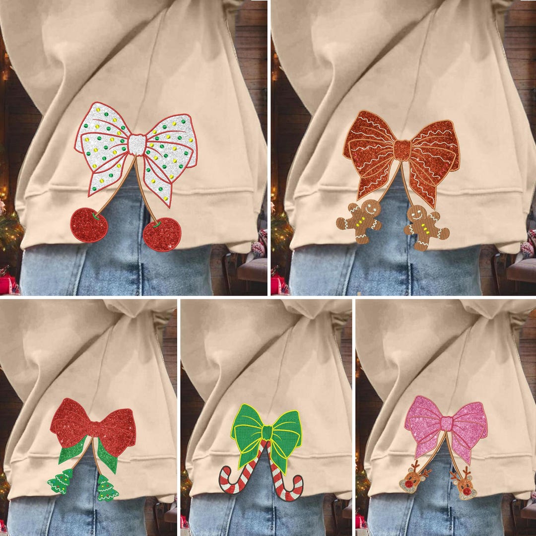 Bundle Christmas Side Bow Sparkle Coquette Side Bow Design, Christmas ...