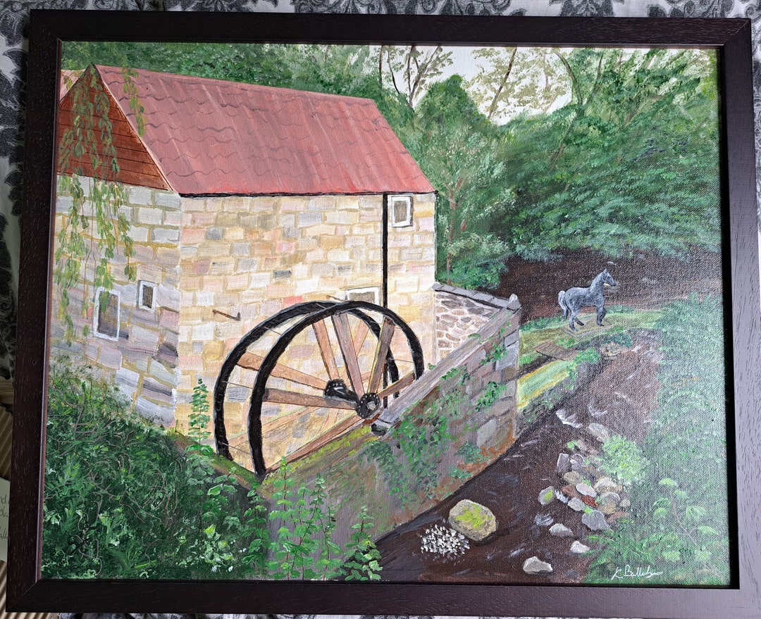 Framed Original Acrylic — Muckhart Mill (scottish Watermill, 55×45 Cm ...