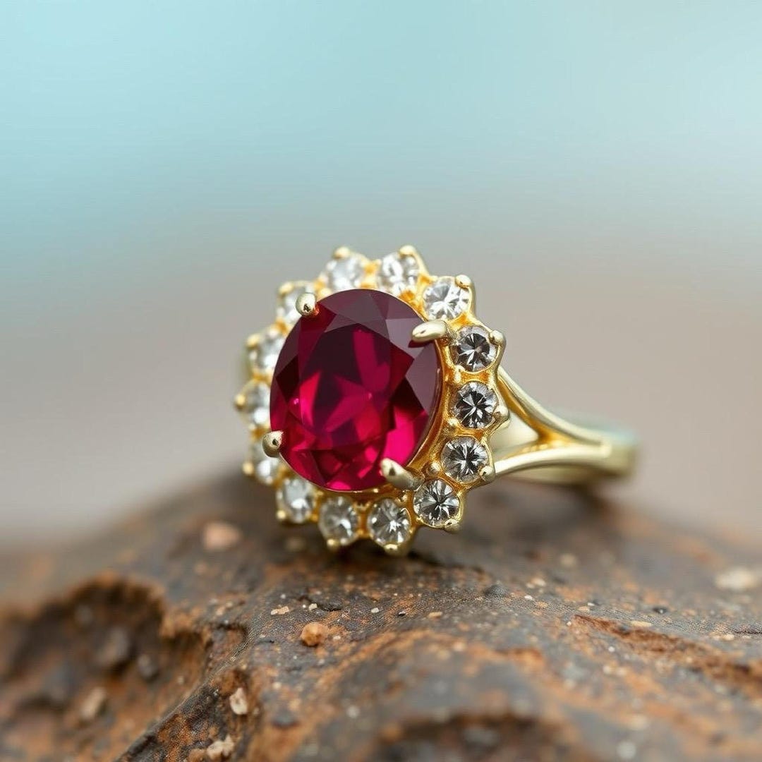 Ruby Engagement Ring - 14k Gold Diamond Ruby Ring - Oval Ruby Ring ...