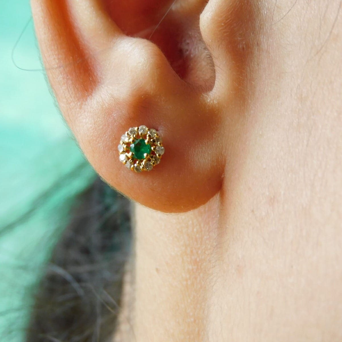 14k Solid Gold Natural Emerald Diamond Piercing and Indian Nose Pin ...