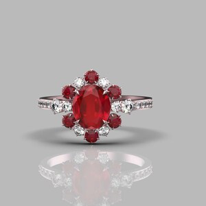 Beautiful Ruby Ring - 14k Gold Diamond Ruby Ring - Art Deco Ruby Ring ...