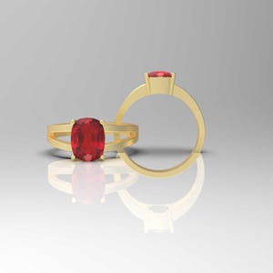 14k Gold Oval Ruby Solitaire Ring - Daily Wear Ruby Ring - Simple Ruby ...