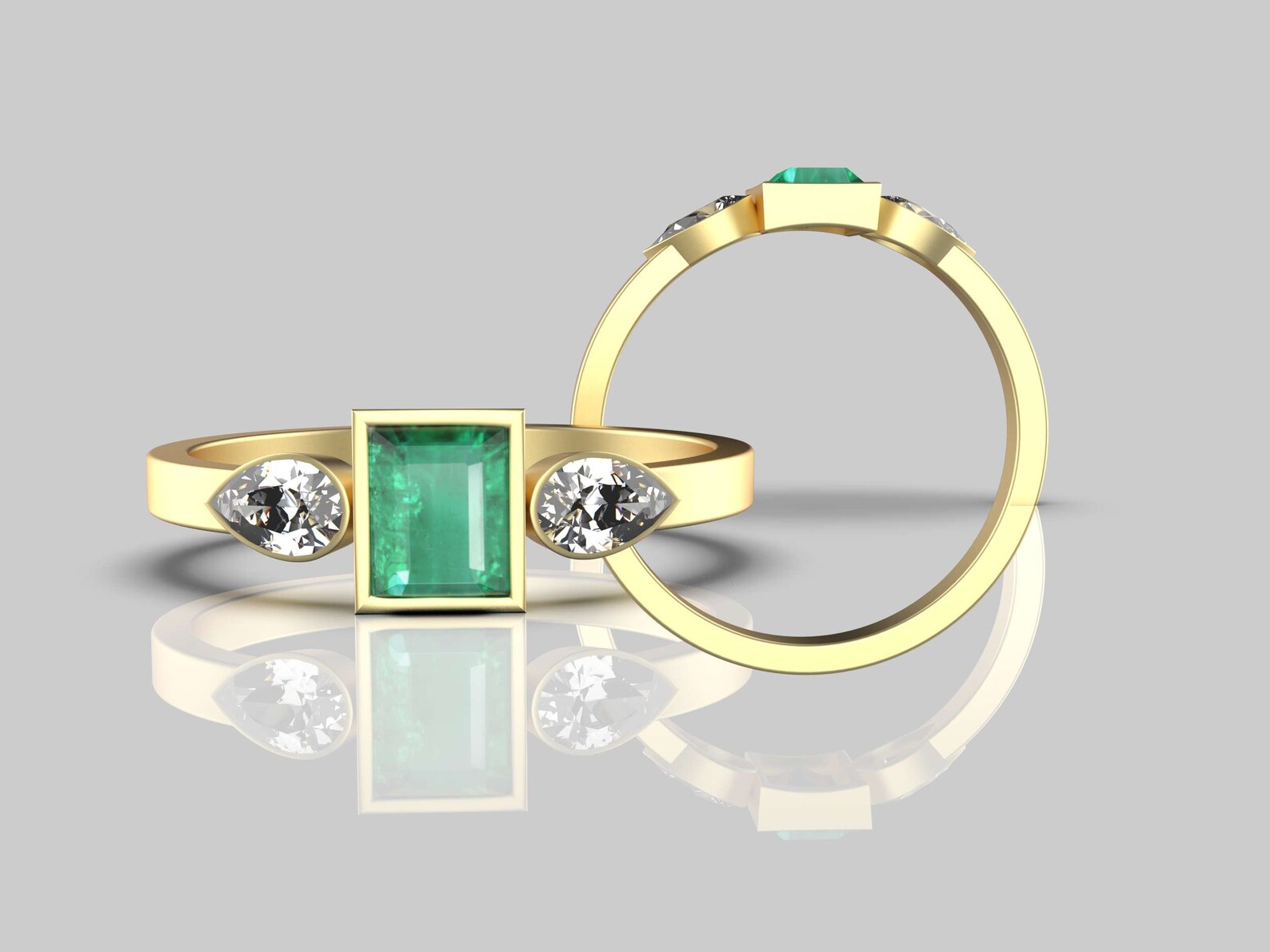 1.10 Carat Natural Emerald Ring 14k Gold Bridal Emerald Ring Vintage ...