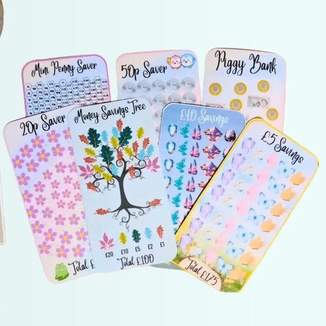Cash Saving Challenge Cards Bundle – Mini Penny, 50p, 20p, Piggy Bank ...