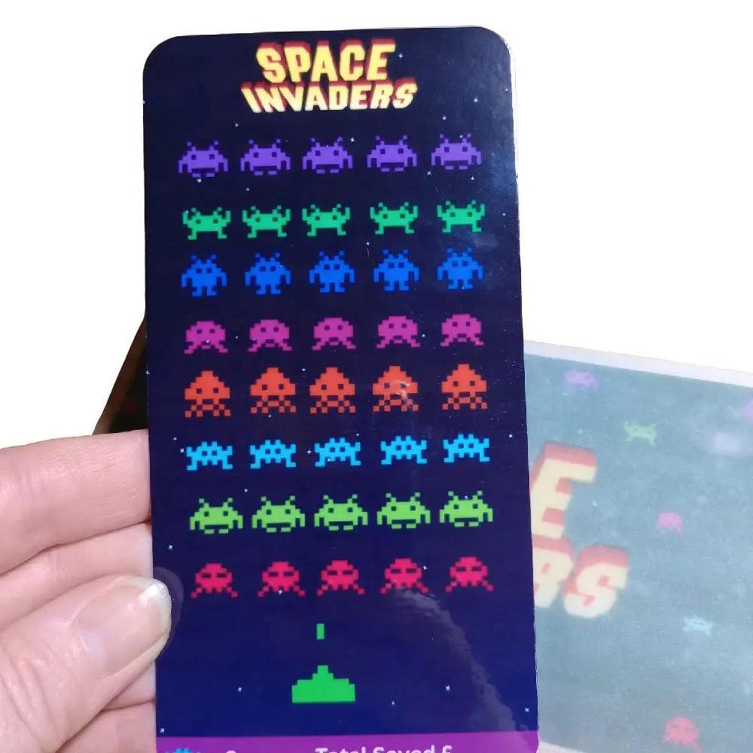 Space Invaders Savings Tracker Card With Matching Vellum A6 Size for ...
