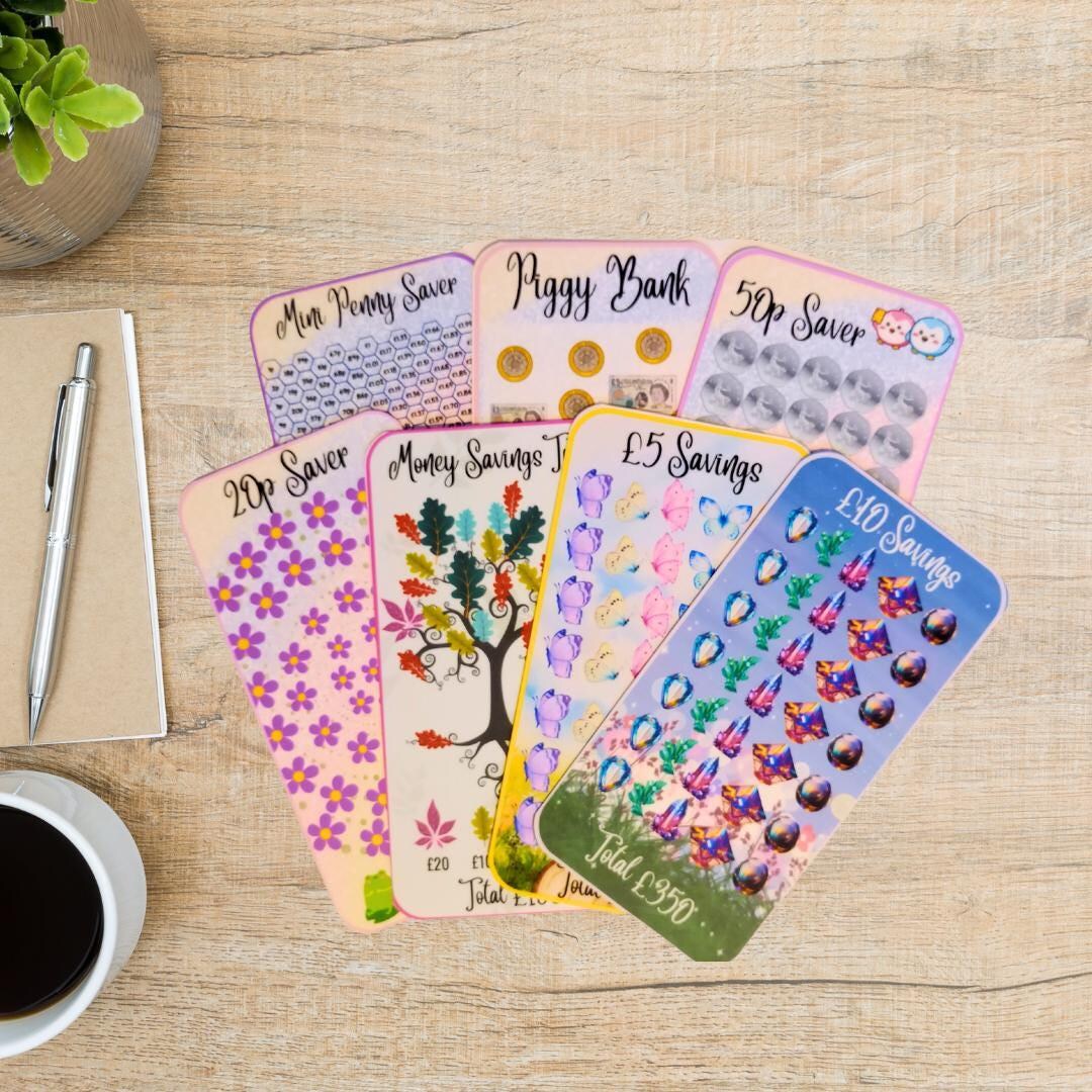 Cash Saving Challenge Cards Starter Bundle – Mini Penny Saver, 50p ...