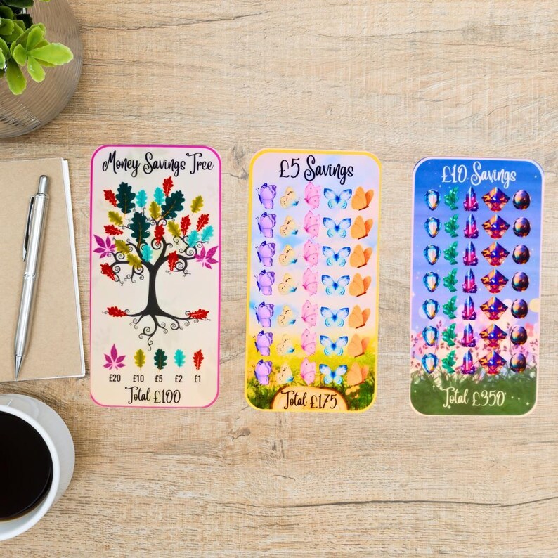 Cash Saving Challenge Cards Starter Bundle – Mini Penny Saver, 50p ...