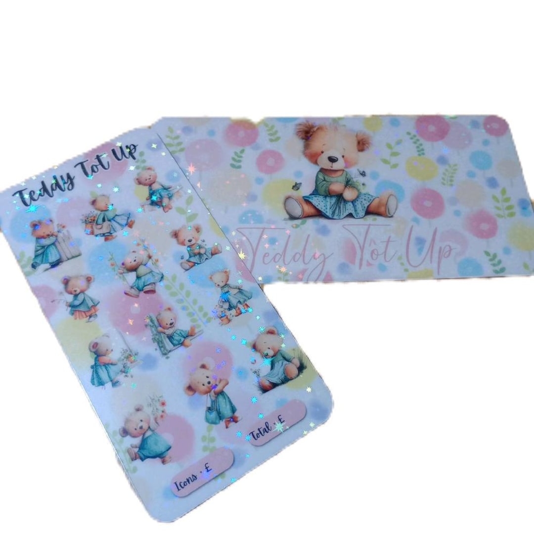 Teddy Tot up Savings Challenge Tracker and Matching Wallet Insert ...