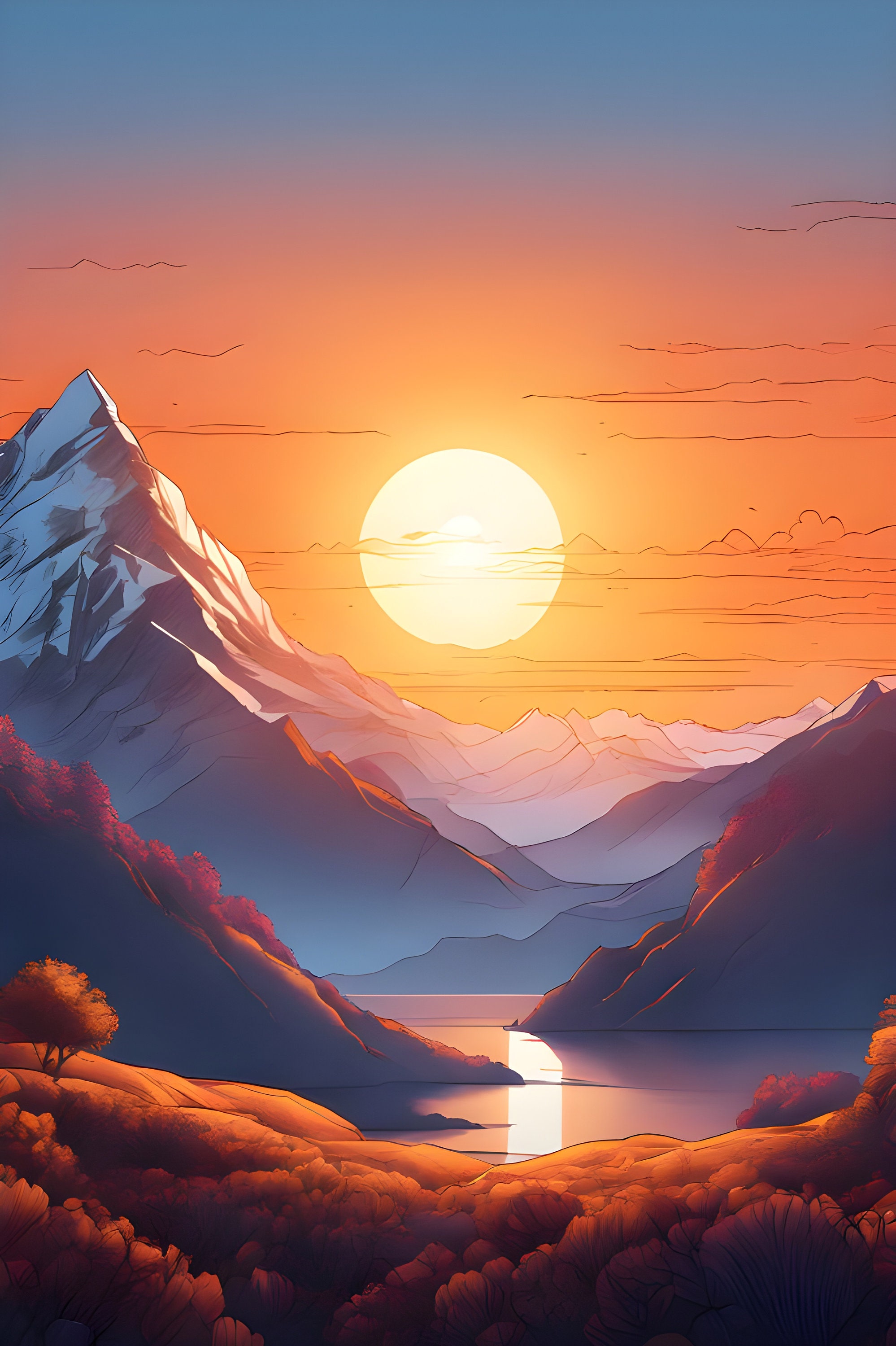 Printable Sunrise Wall Art Printable Mountain Wall Art - Etsy