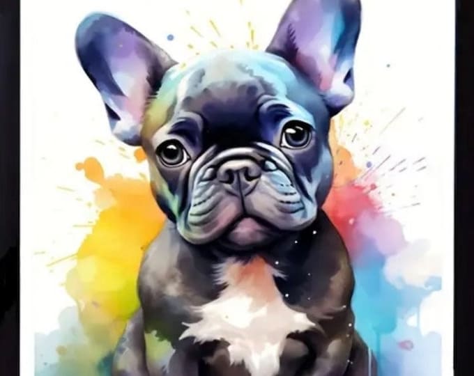 Diamond Painting Kit, Watercolor French Bulldog, Colorful Paint ...
