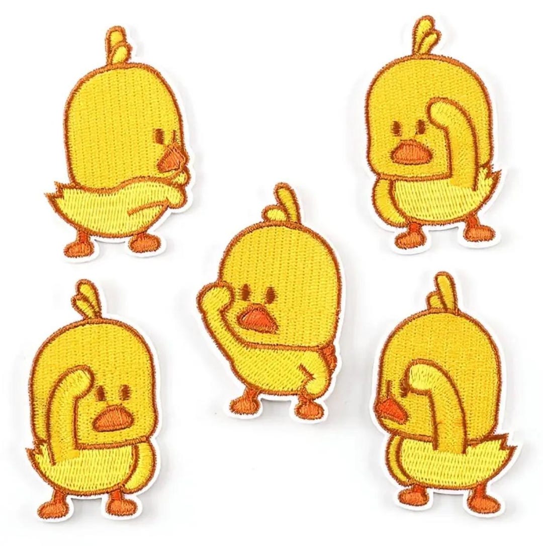 Set of 5 Duck Iron-on Patch, Embroidered Rubber Duck Patch, Looking ...