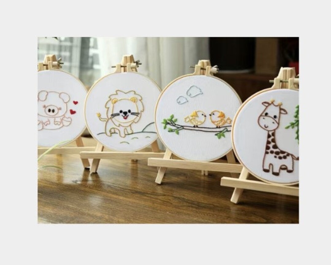 Embroidery Kit, Animals, Nursery, Baby, Giraffe, Lion, Elephant, Birds ...