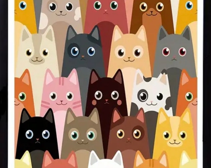 Diamond Painting Kit, Bunch of Cats, Group of Cats, Cat Faces, Funny ...