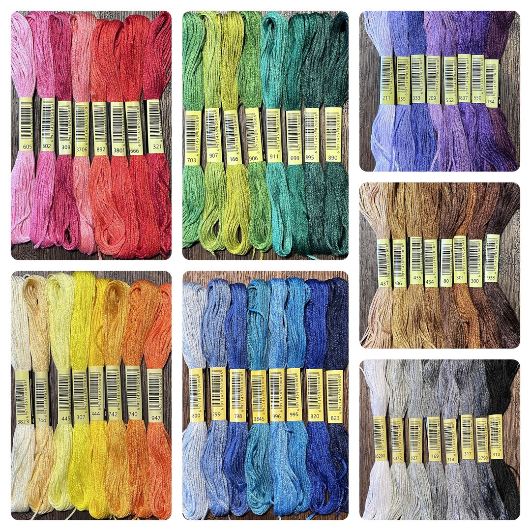 Embroidery Floss Color Bundle, Pack of 8, Six Strand 8 Meters Cross ...