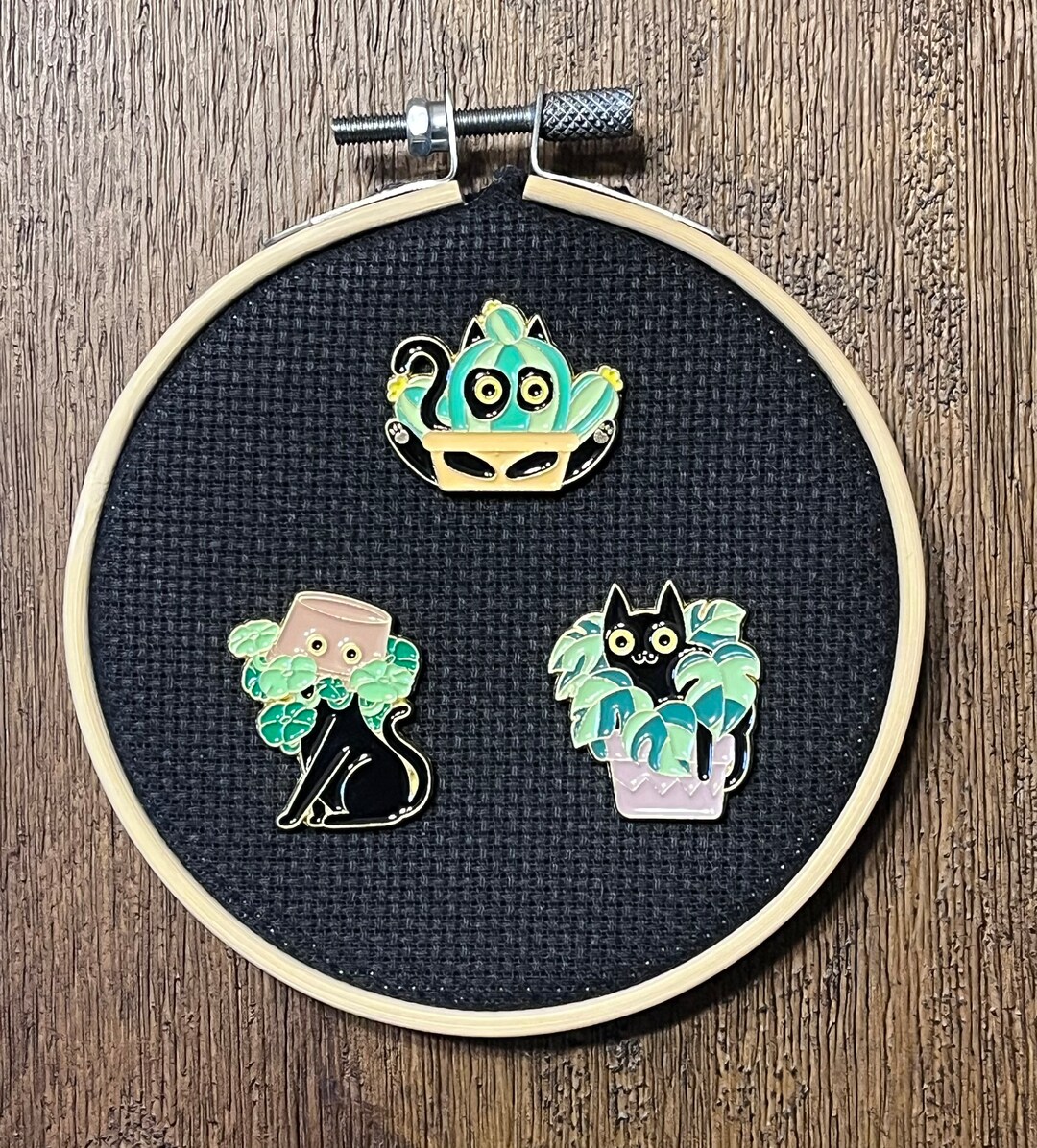 Black Cats in Plants 3 Needle Minder for Cross Stitch, Embroidery ...