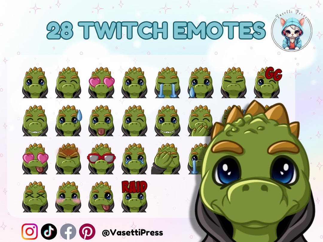 28 Twitch Emote Bundle of a Cute Alligator | Twitch | Discord | Youtube ...