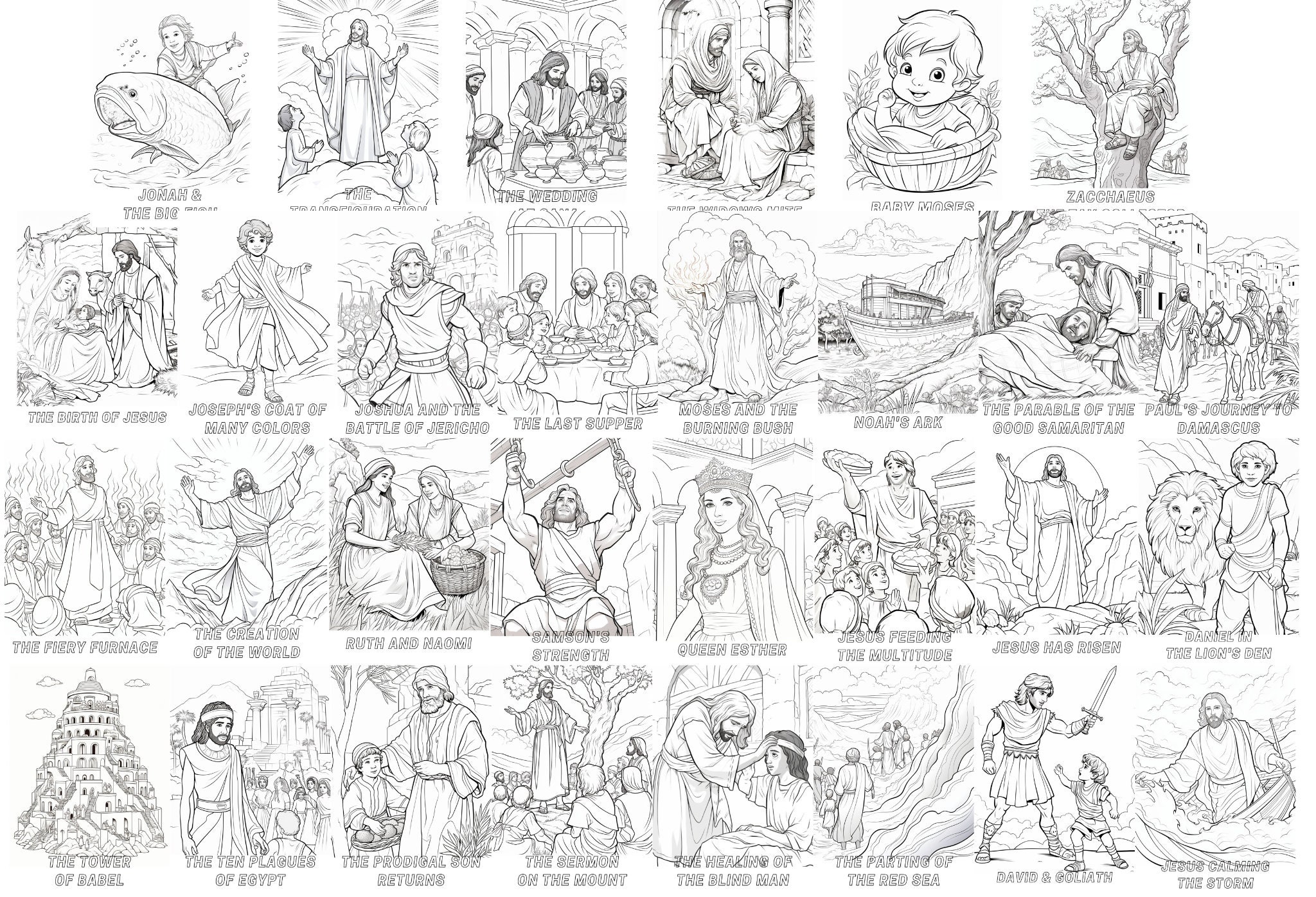 30 Bible Stories Coloring Book for Children - Etsy