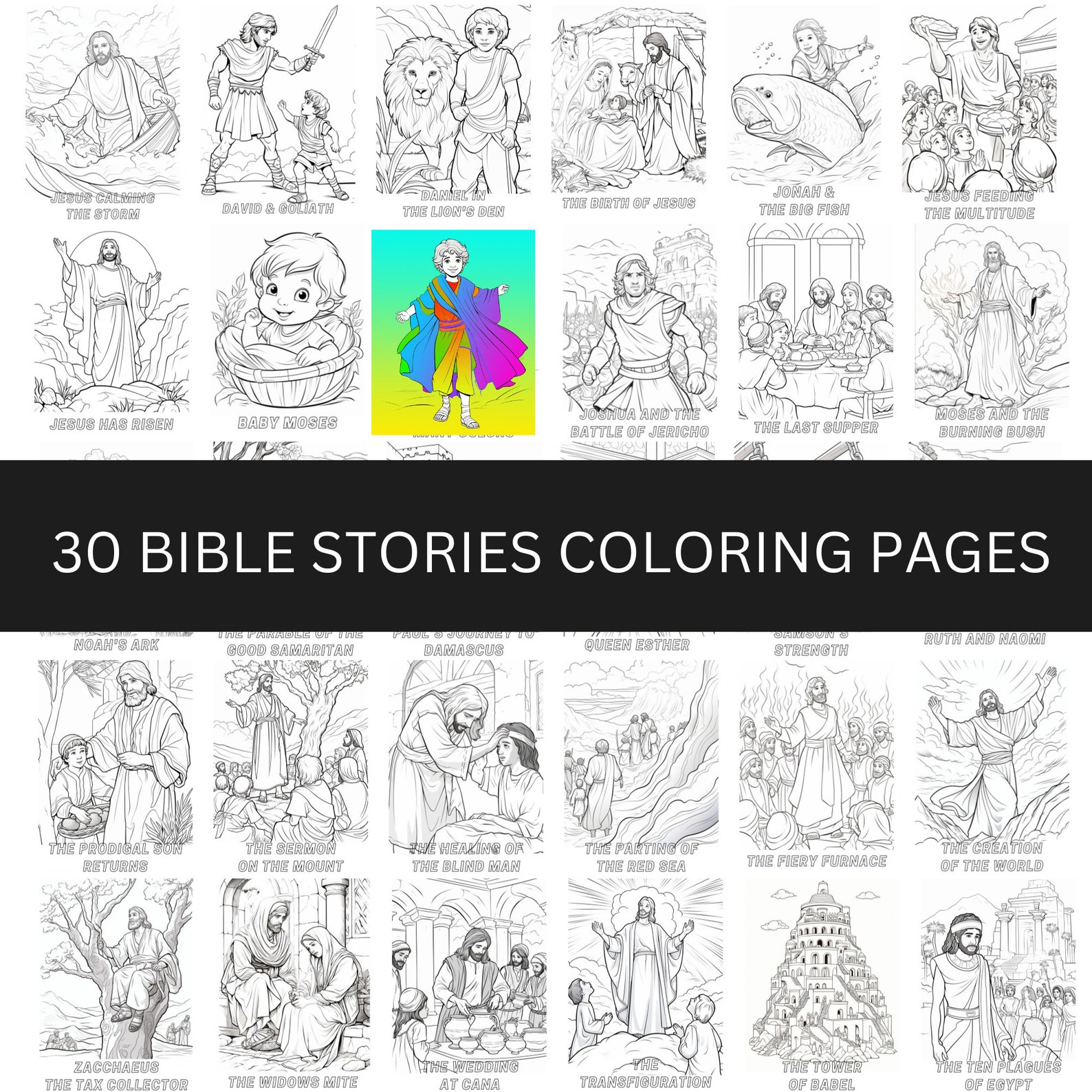 30 Bible Stories Coloring Book for Children - Etsy