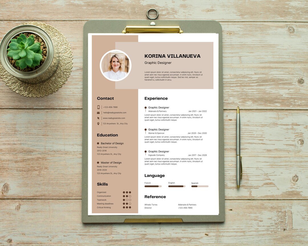 Resume Template With Photo | Professional Resume | Clean CV Template ...
