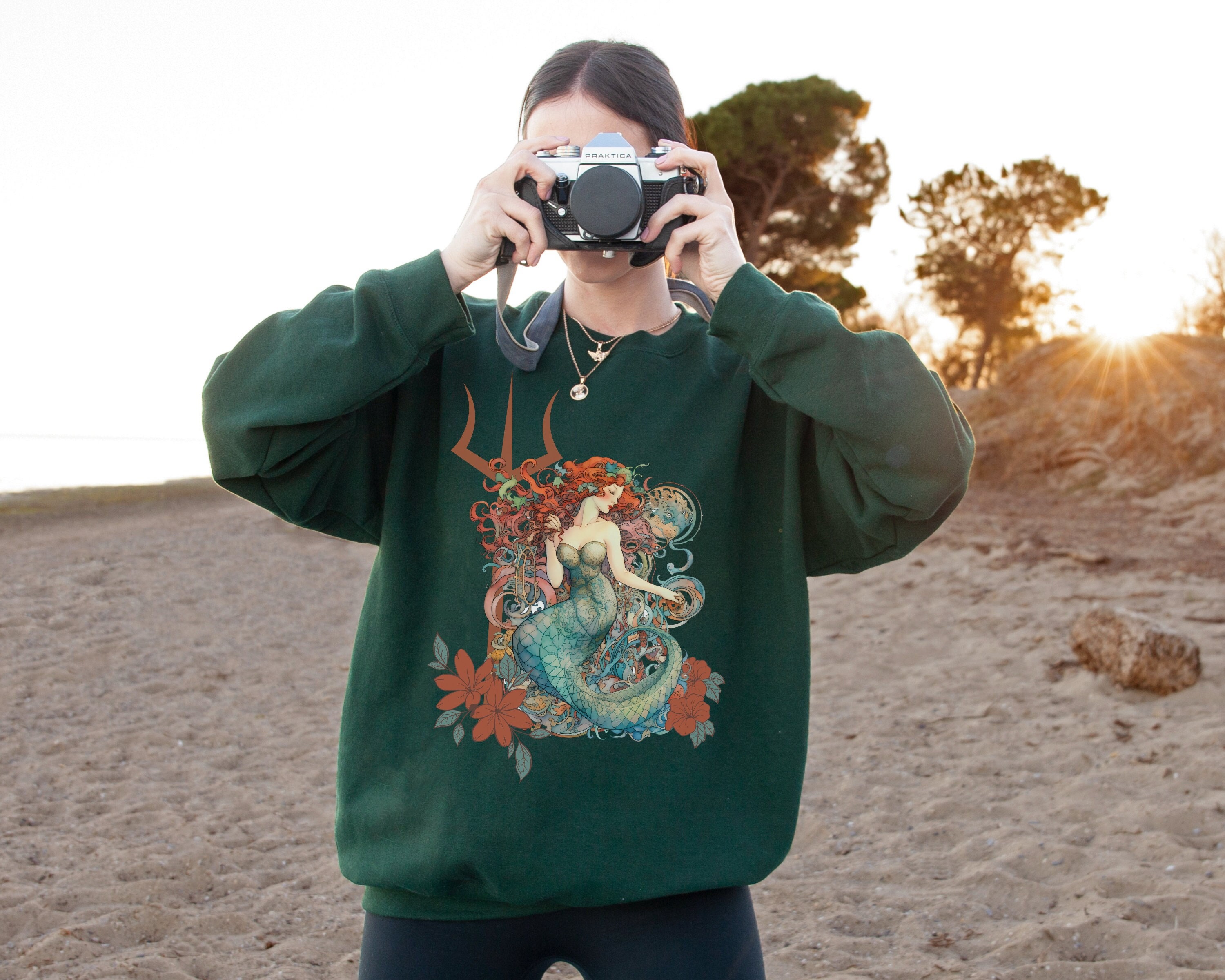 Oversized Mermaid Sweatshirt, Aesthetic Mermaid Top, Mermaid Core ...