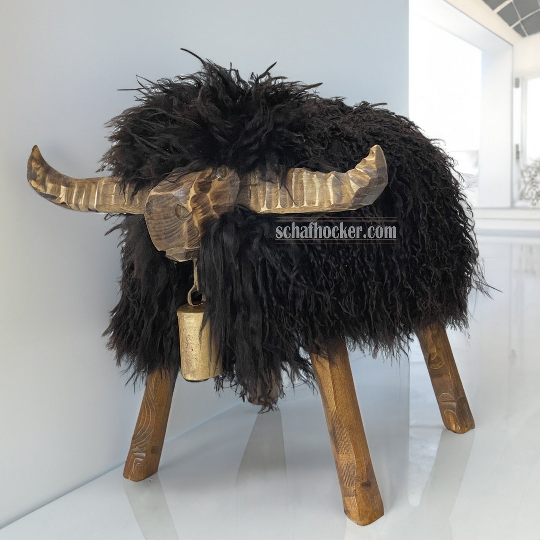 Bull Stool Bully Locki Black Cow Stool Animal Stool Highland Cattle - Etsy