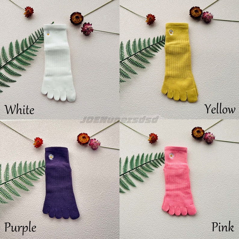 4 Pairs/set Daisy Split-toe Socks,embroidered Five Toe Socks,japanese ...