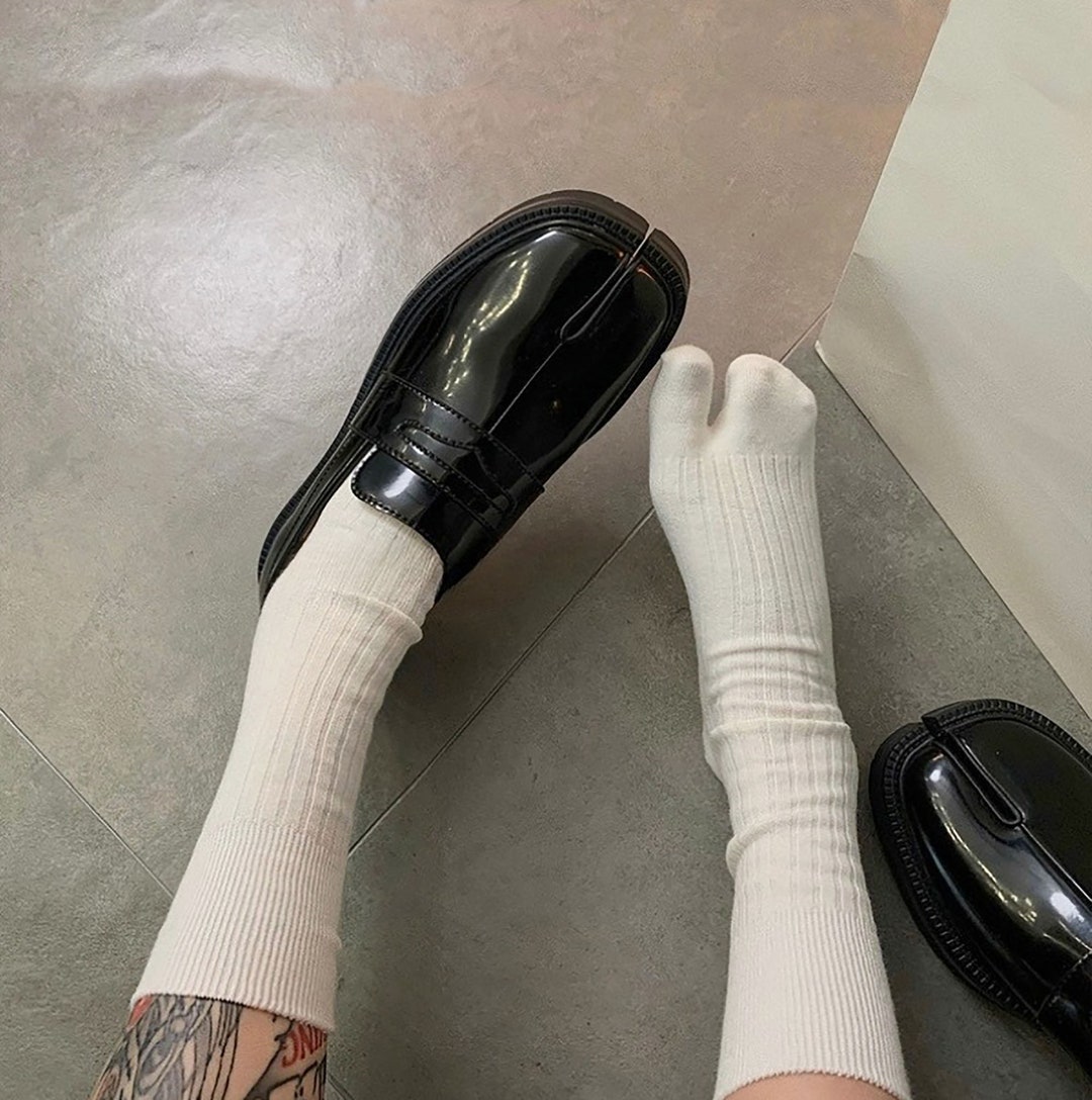 Solid Split Toe Socks,japanese Style Split-toe Tabi Socks,women Split ...