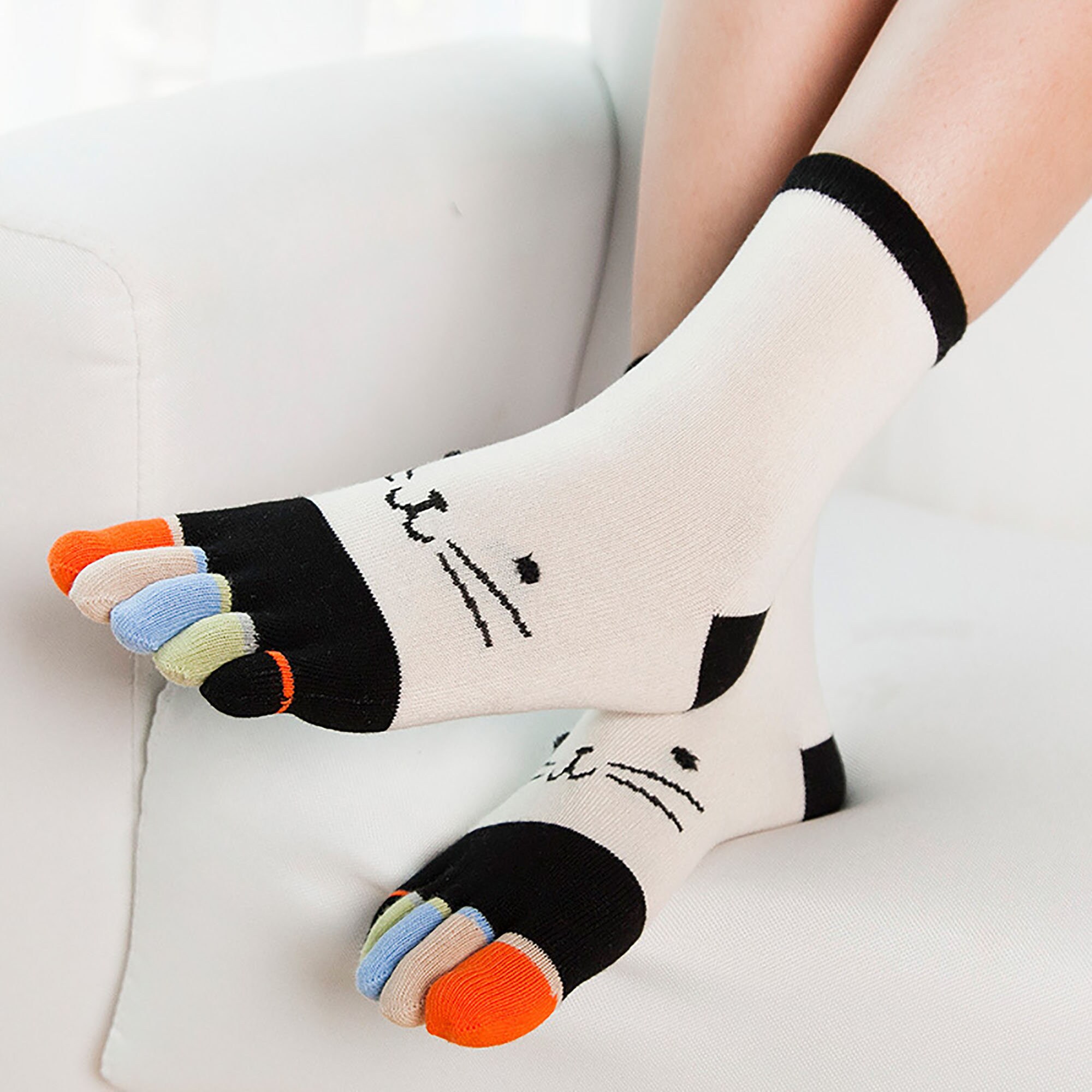 Cute Cat Split-toe Socks,tabi Warm Socks,five Toe Socks,winter Warm ...