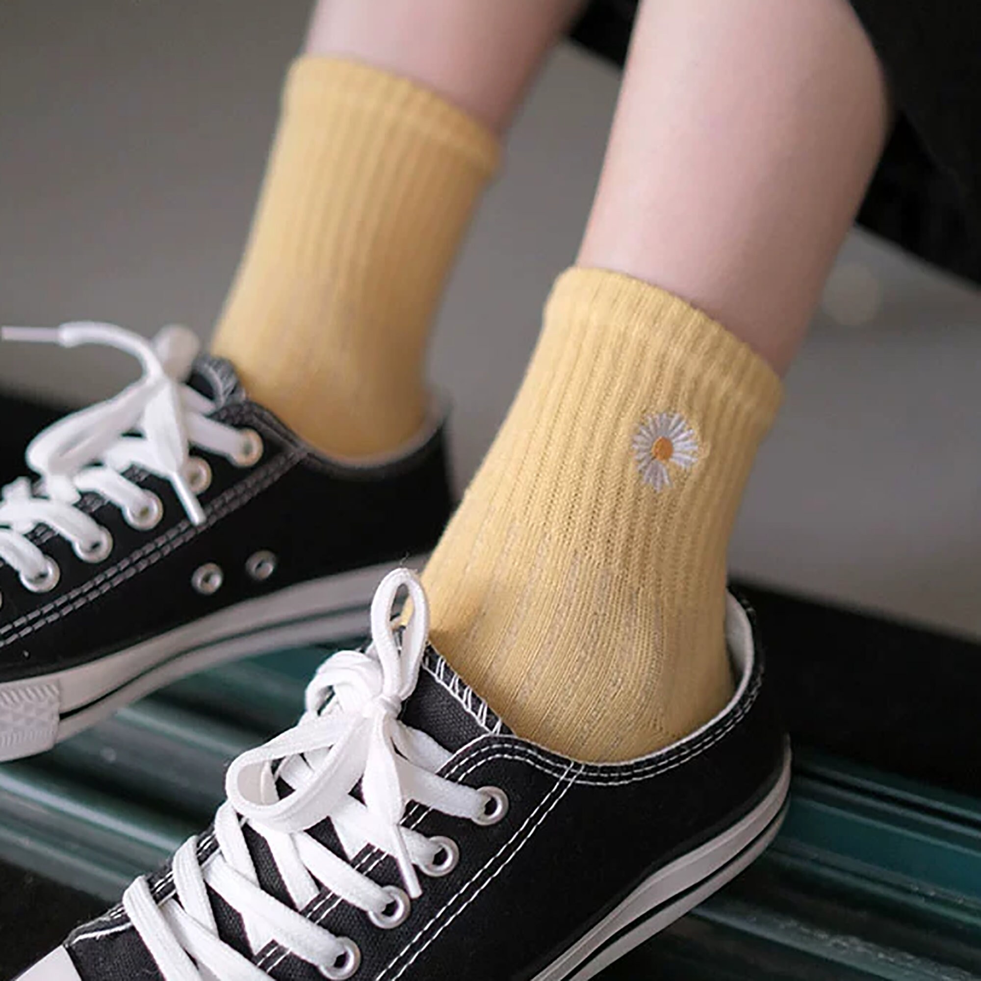 4 Pairs/set Daisy Split-toe Socks,embroidered Five Toe Socks,japanese ...