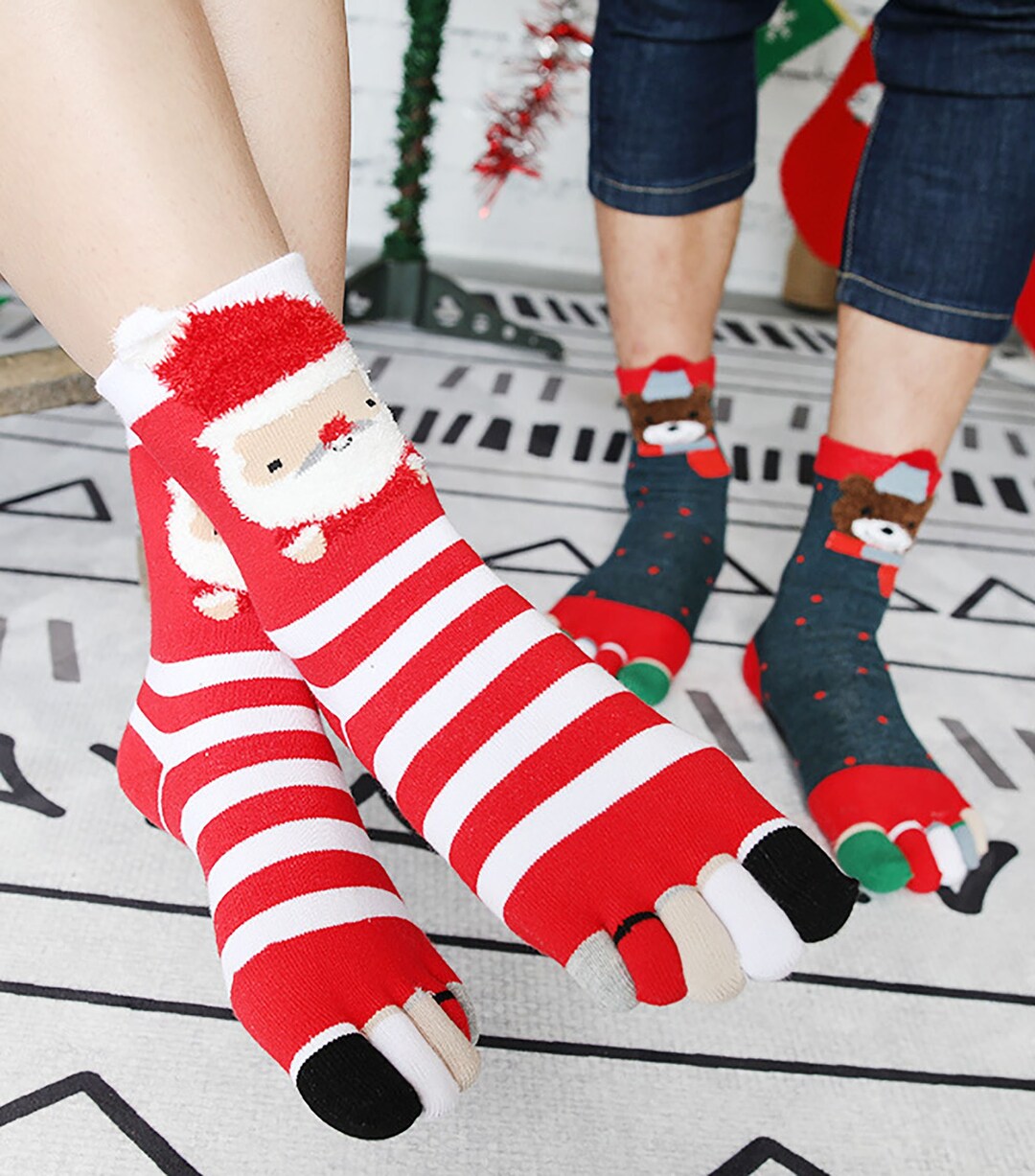 Christmas Socks,five Toe Socks,japanese Style Split-toe Tabi Socks ...