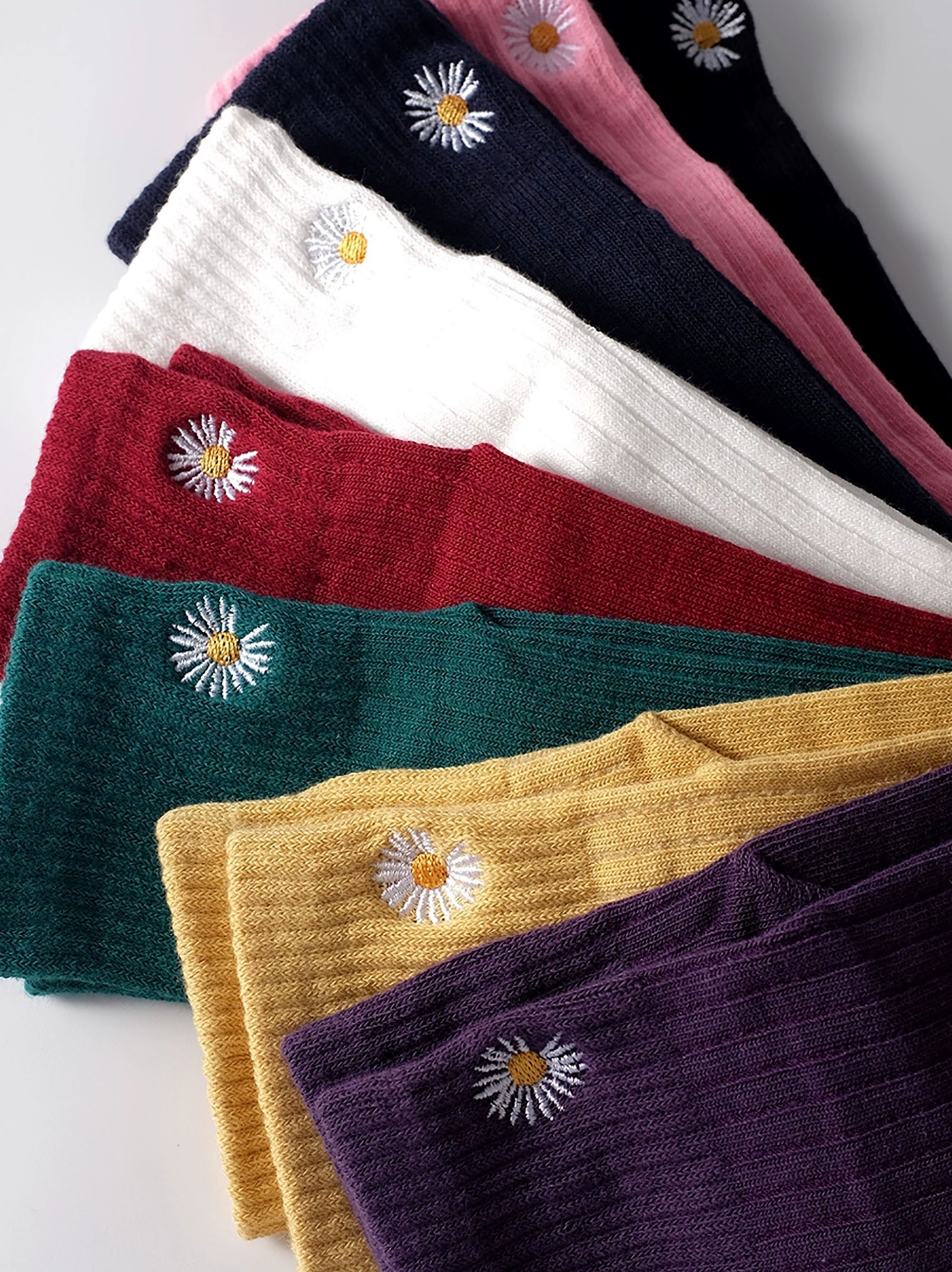 4 Pairs/set Daisy Split-toe Socks,embroidered Five Toe Socks,japanese ...