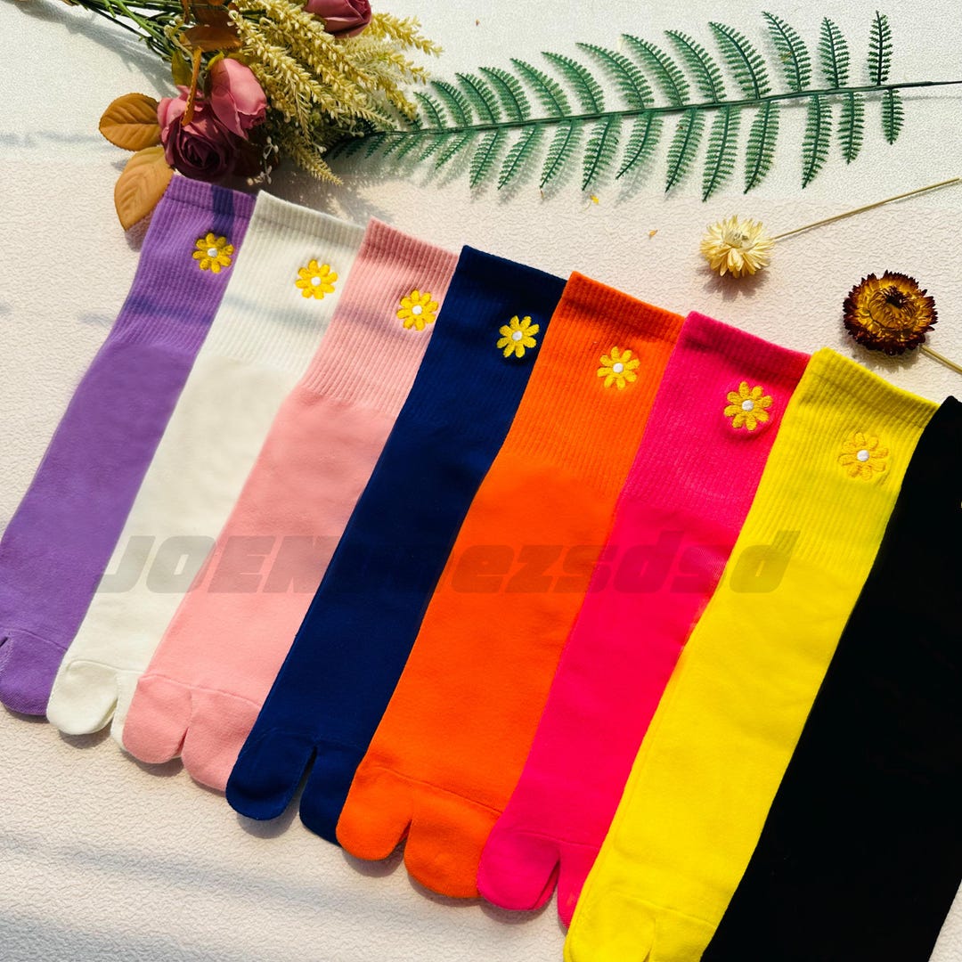 Flower Split Toe Socks,embroidered Flower Socks,split Toe Socks ...