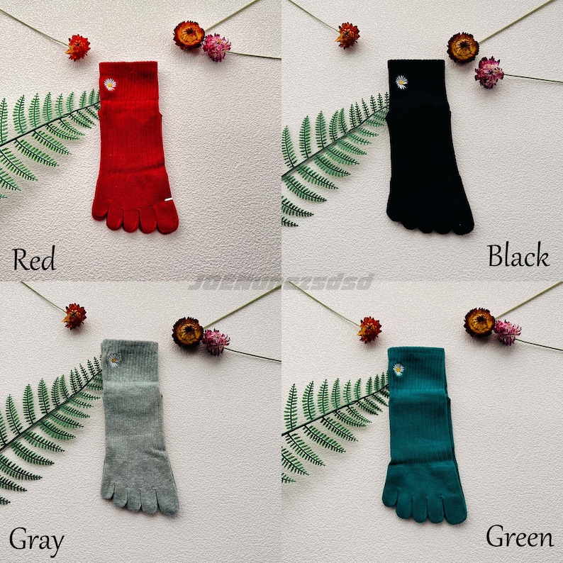 4 Pairs/set Daisy Split-toe Socks,embroidered Five Toe Socks,japanese ...