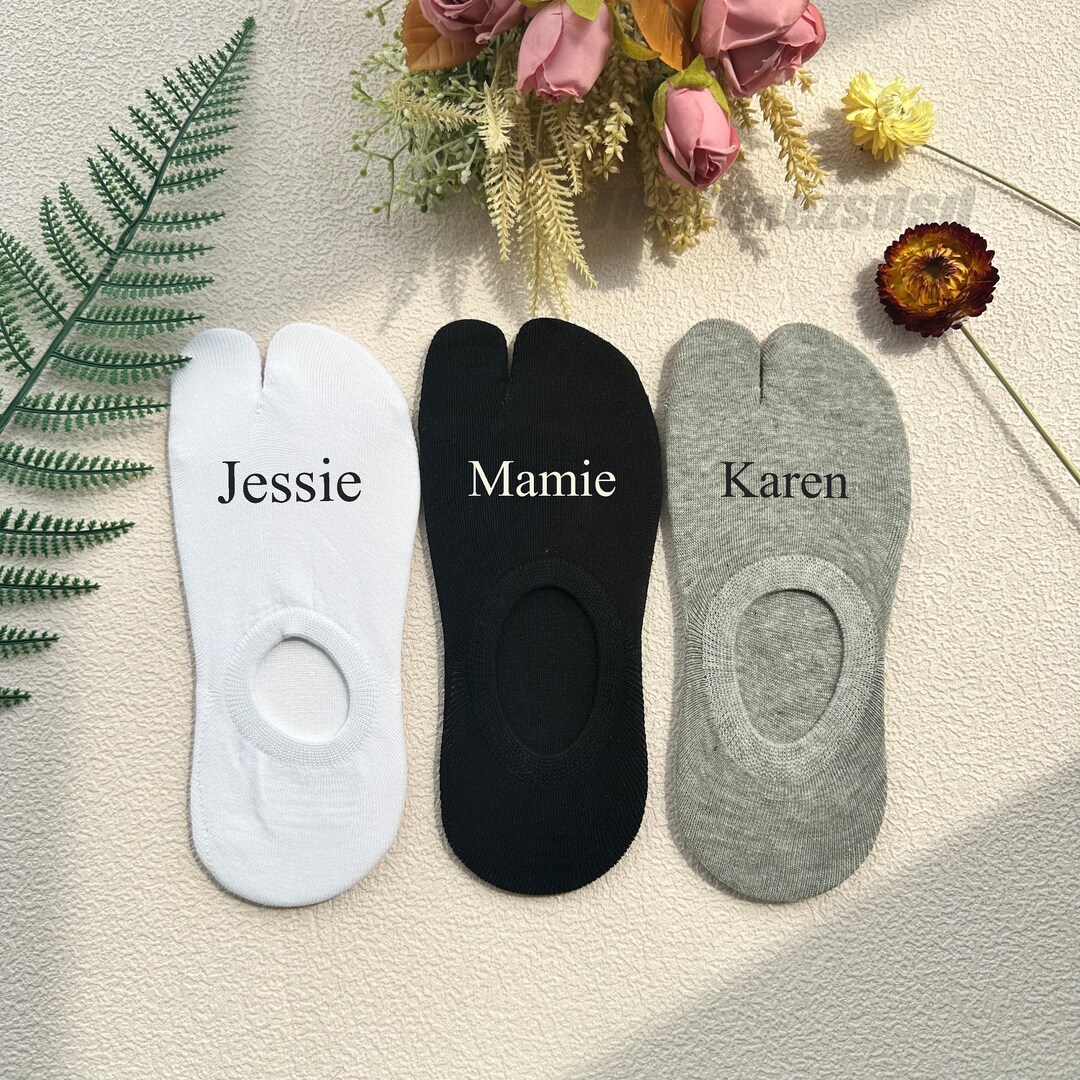 Personalised Name Split Toe Socks,ankle Sock,summer Sock,embroidered ...