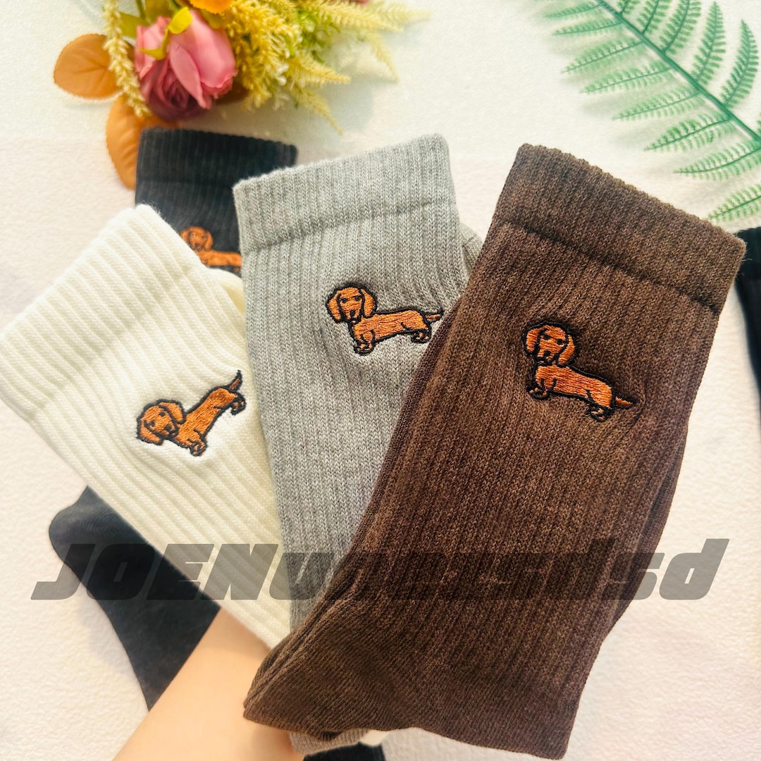 Embroidered Dachshund Socks,cotton Socks,funny Socks Women & Men Socks ...