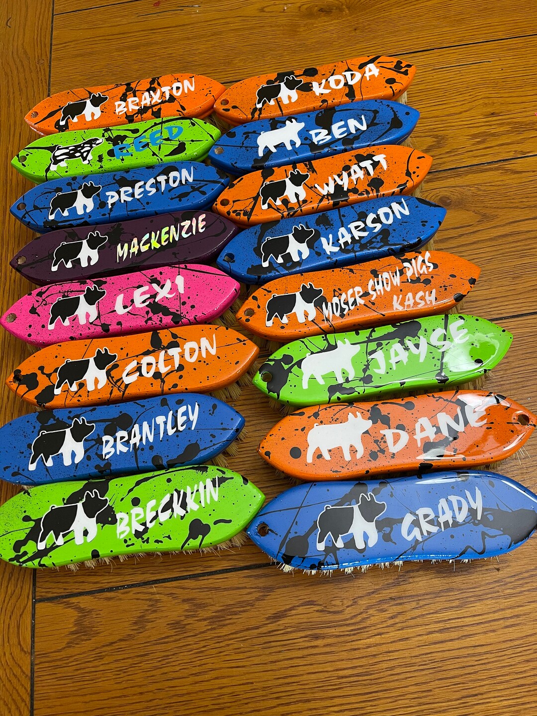 Custom Name Show Pig Brush With Clear Coat Finish - Etsy