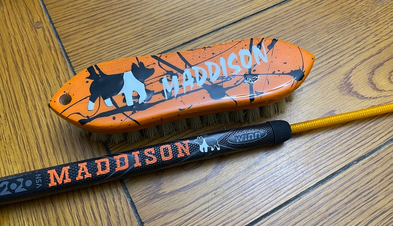 THE COMBO 1 Black Handle Show Stick and 1 Show Brush With Custom Name ...