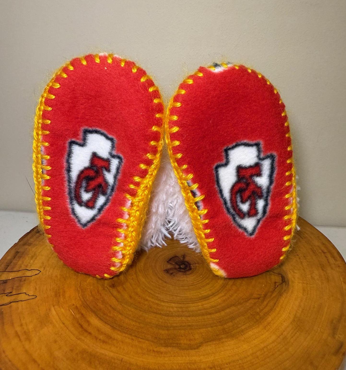 Kansas City Chiefs Booties, Boots, Shoes, Slippers With Faux Fur Cuff ...